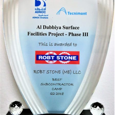 Best Subcontractor Camp of the Q2- 2018 Award from Tecnimont. – ROBTSTONE