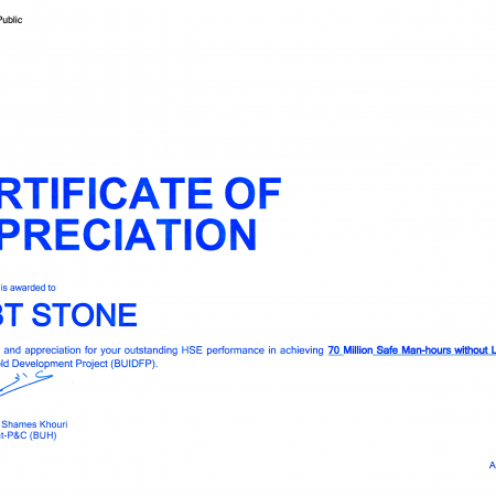 Continuing with the best HSE performance ROBTSTONE has received ...
